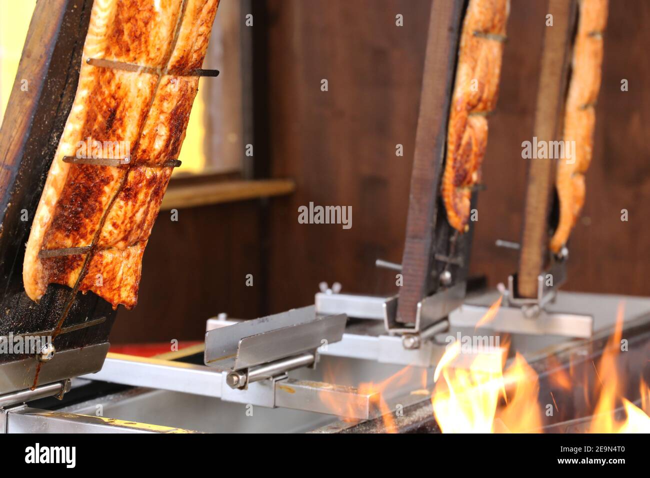 Tasty flame salmon (fire salmon Stock Photo - Alamy