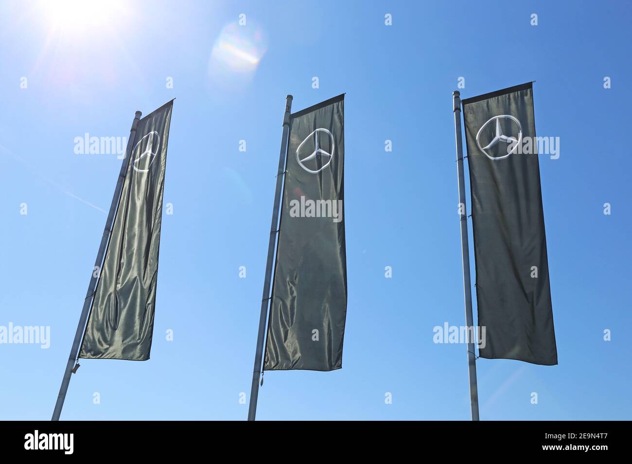Mercedes benz company logo flag hi-res stock photography and images - Alamy