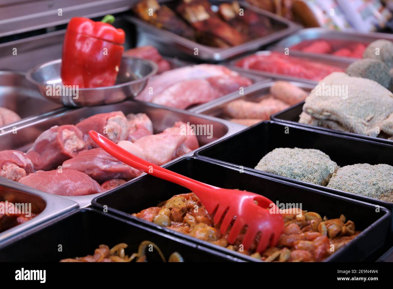 Variety of fine meat products in the butchery Stock Photo - Alamy