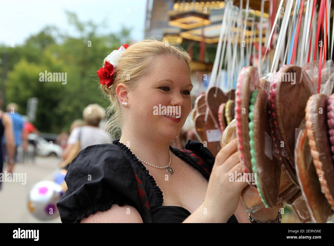 Woman with traditional german costume at a (german) fair (model ...