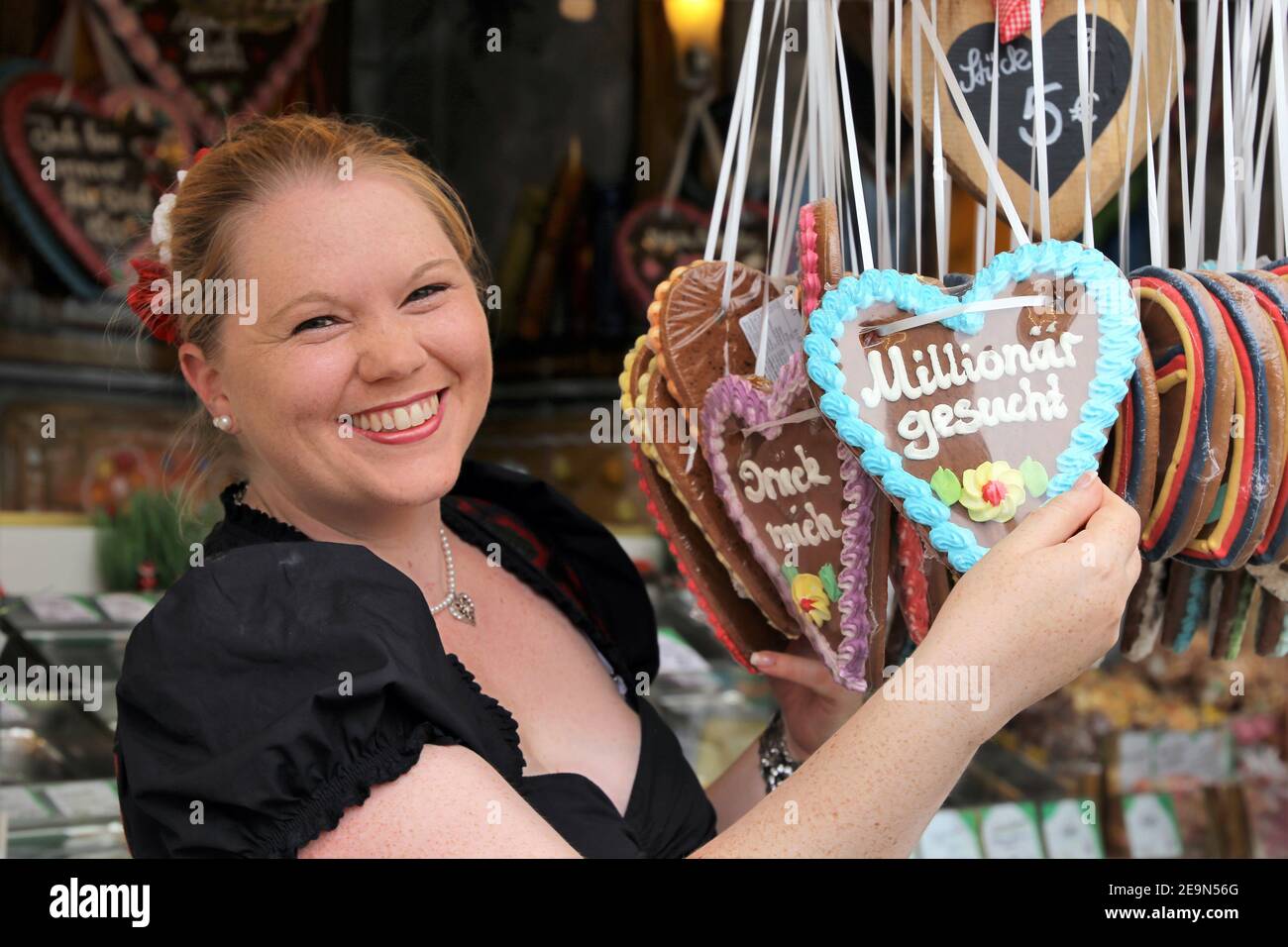 Woman with traditional german costume at a (german) fair (model ...