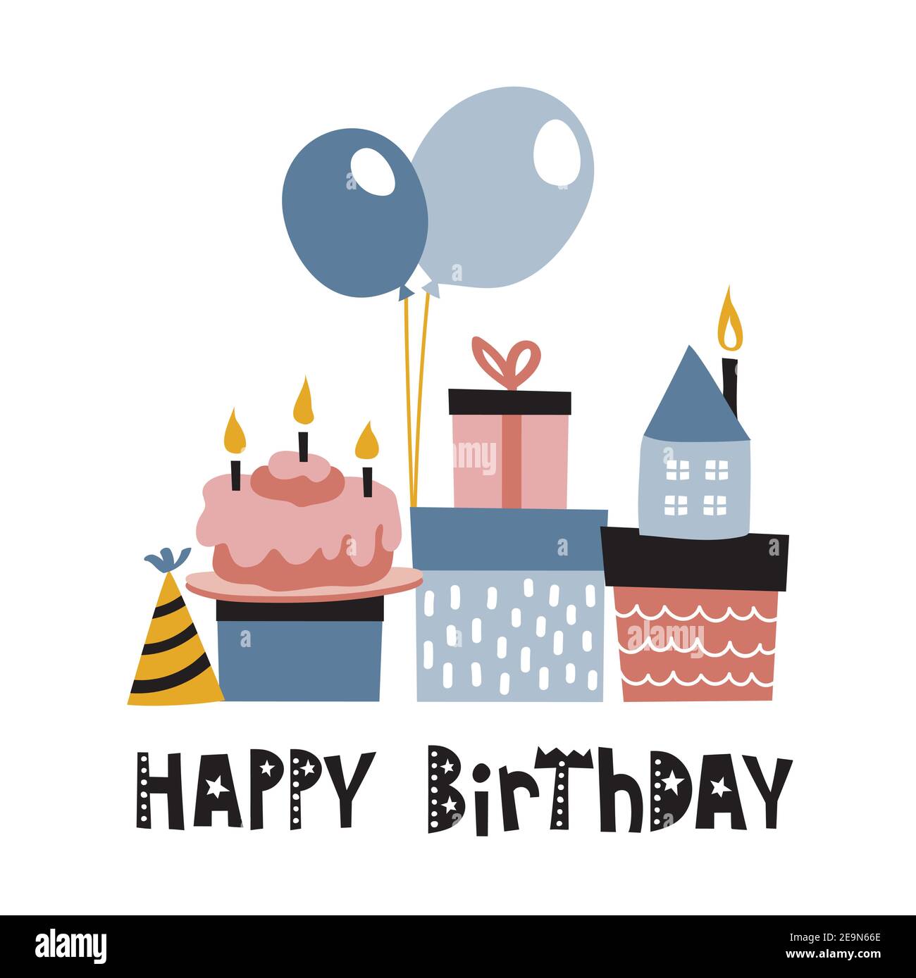 Happy Birthday cartoon vector illustration Stock Vector Image & Art - Alamy