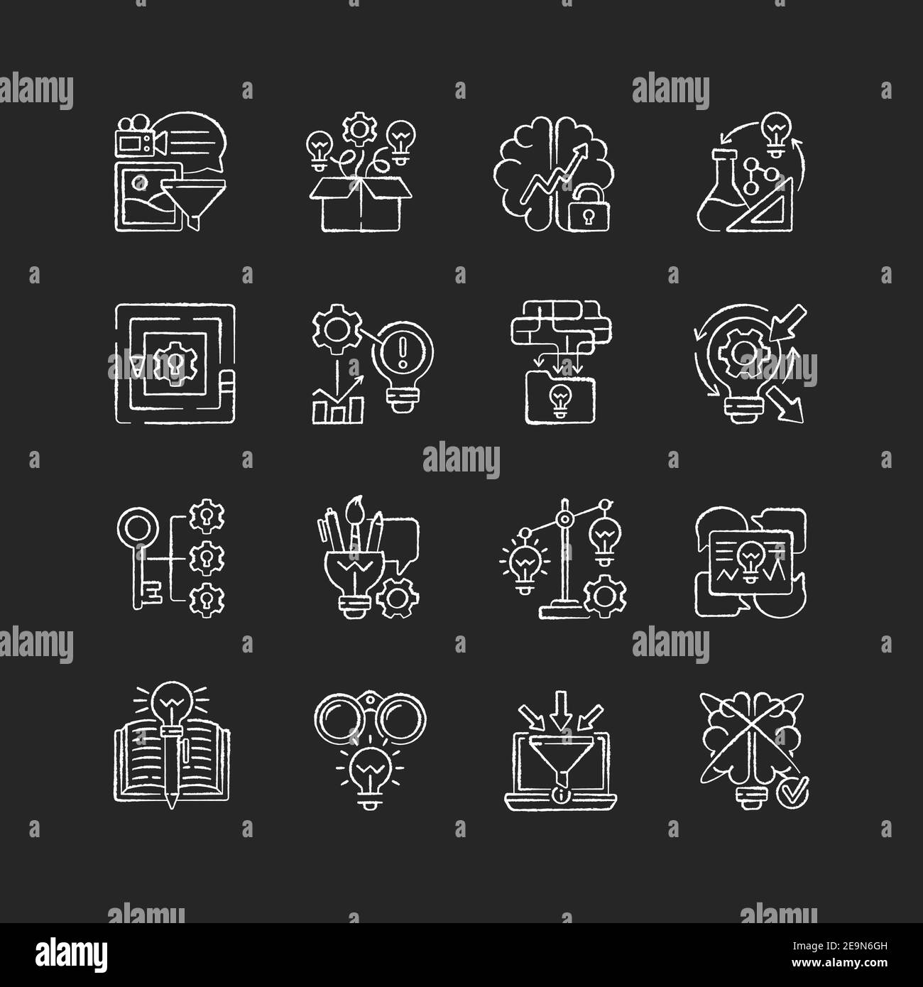 Creative thinking chalk white icon on black background Stock Vector ...