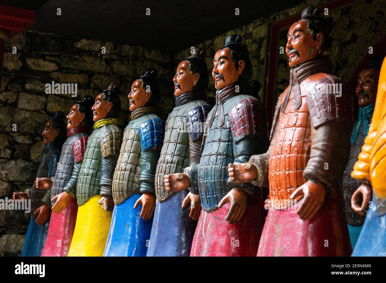 Wooden statues of a Japanese army. Botanical Garden from Madeira Stock ...