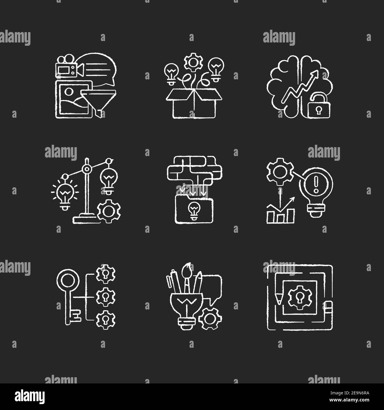 Creative thinking chalk white icon on black background Stock Vector ...