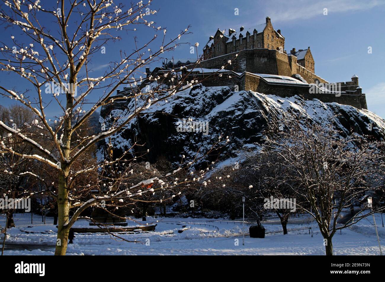 Edinburgh Castle, Scotland, in winter. Taken from Princes Street ...