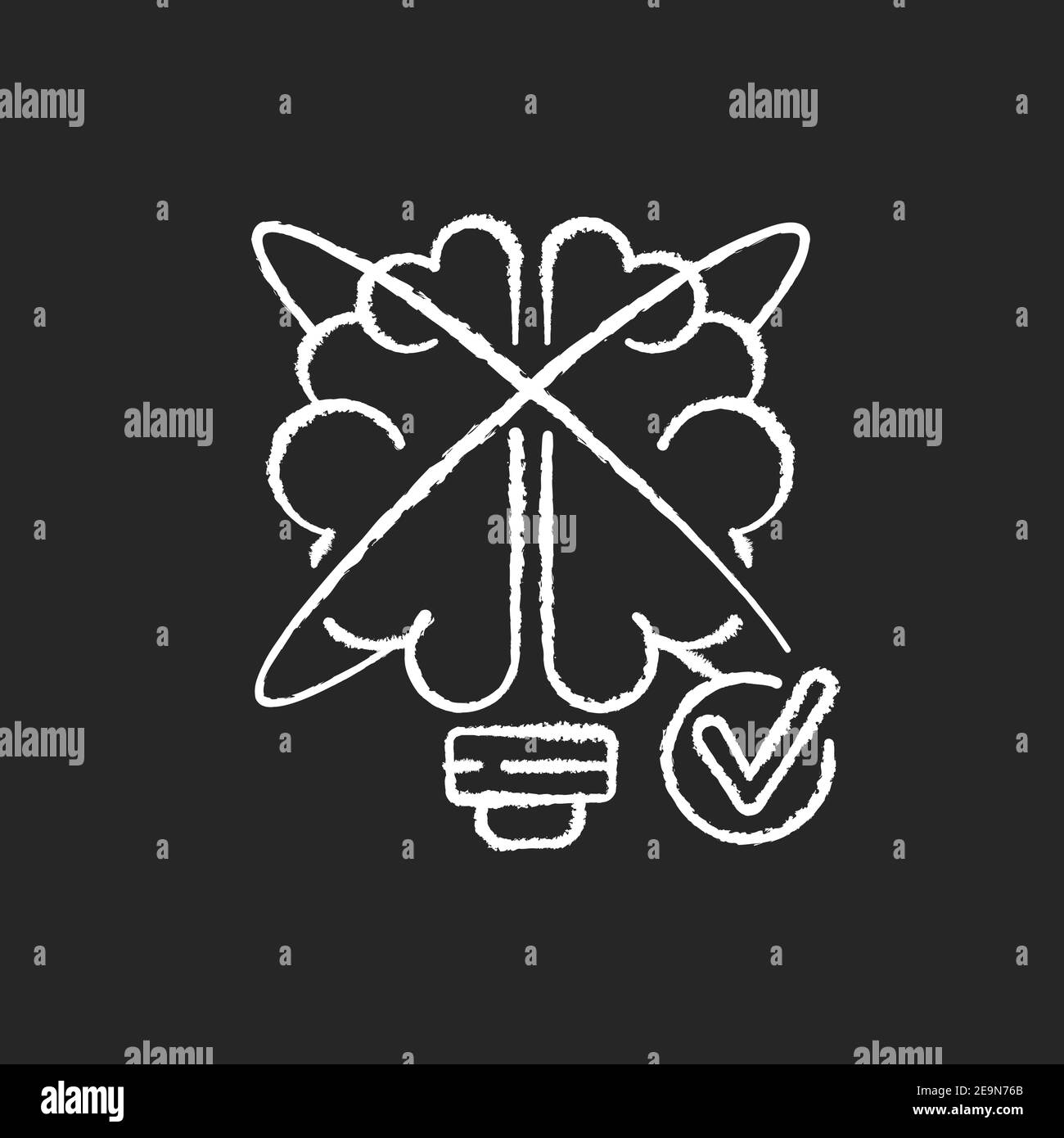 Creative problem solving chalk white icons set on black background ...