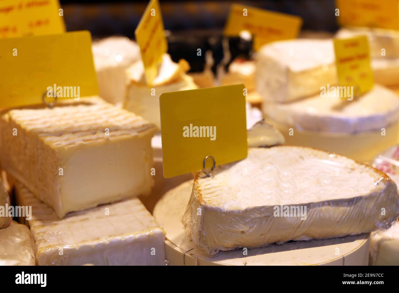 Variation of different types of cheese in the supermarket Stock Photo ...