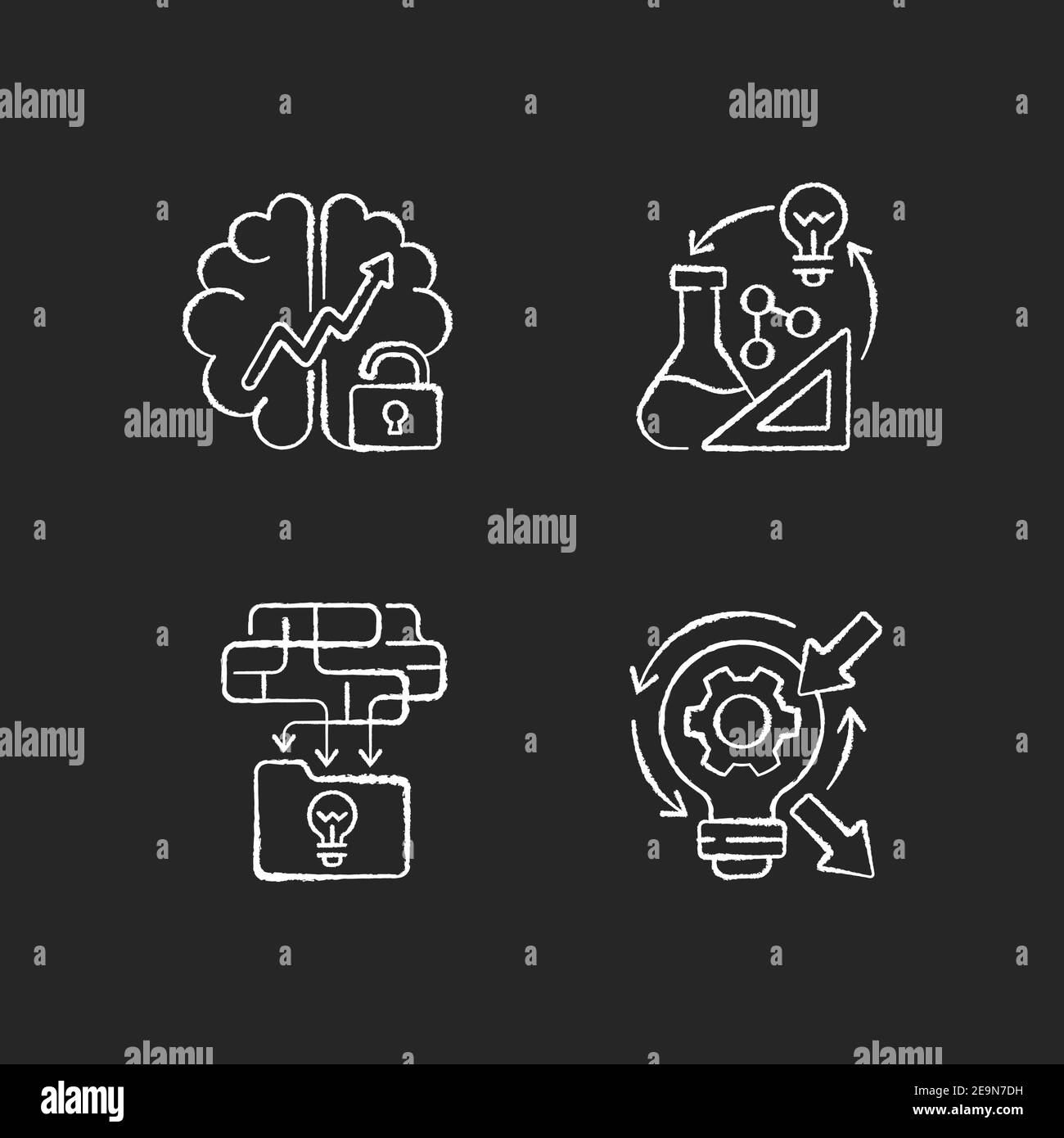 Creative thinking chalk white icon on black background Stock Vector ...