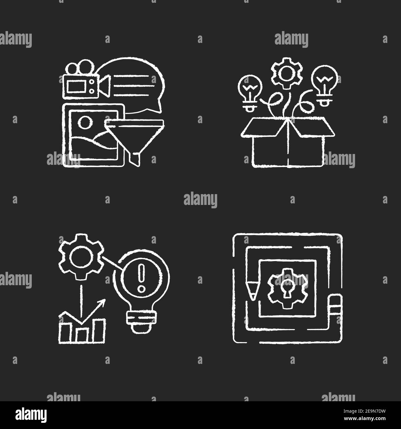 Creative thinking chalk white icon on black background Stock Vector ...