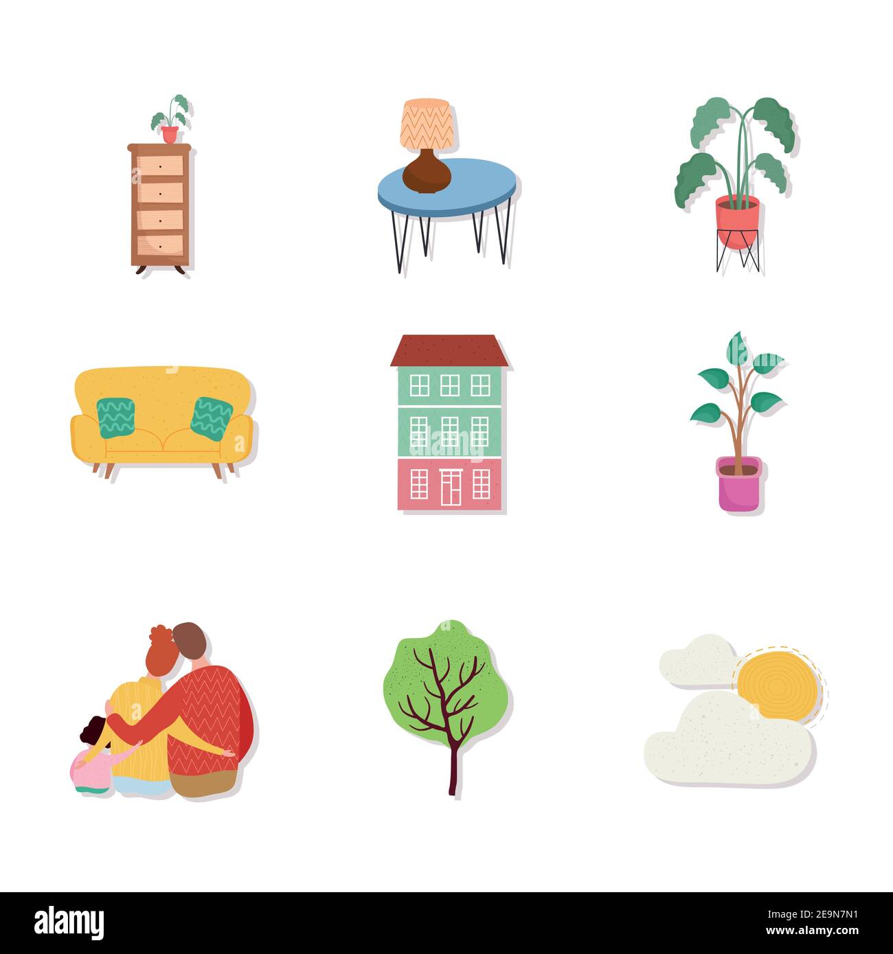 bundle of nine family members and set icons Stock Vector Image & Art ...