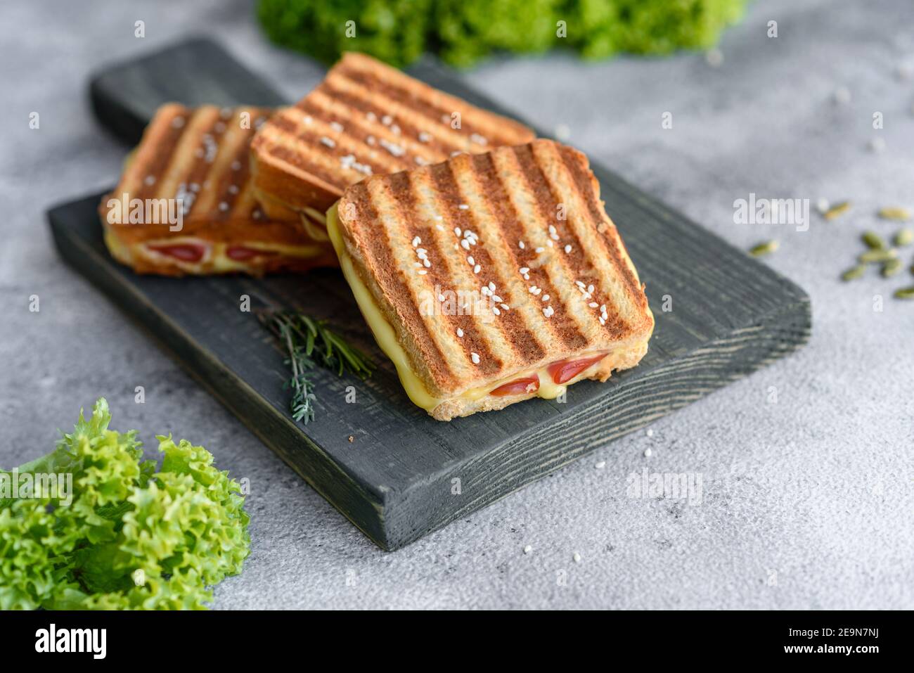 Delicious fresh toast grill with cheese and ham. Sandwiches, quick ...