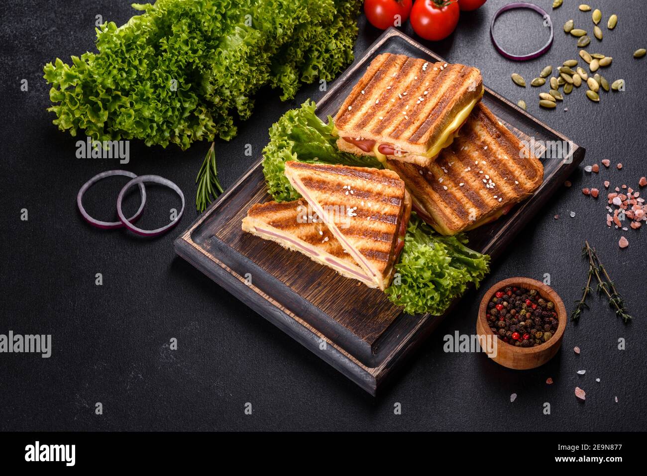 Delicious fresh toast grill with cheese and ham. Sandwiches, quick ...