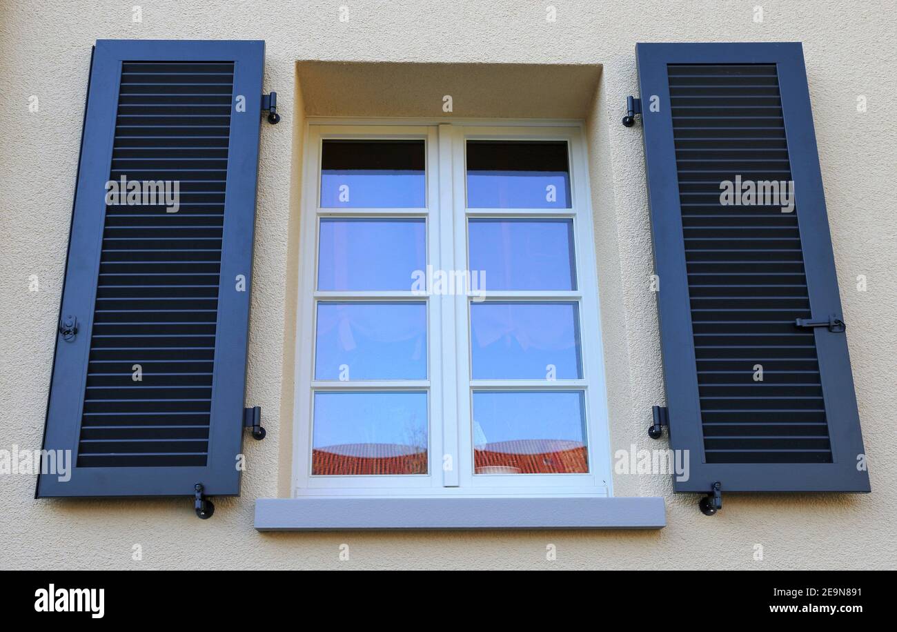 Window with wooden shutters Stock Photo - Alamy