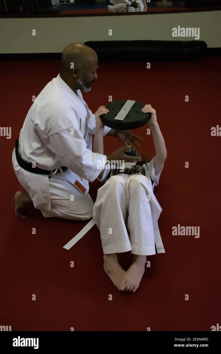 This action photo is of my son and his classmates in a Karate class ...