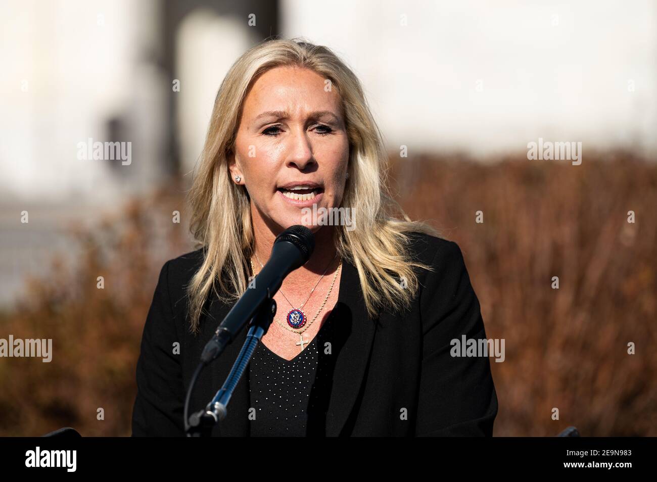 U.S. Representative, Marjorie Taylor Greene (R-GA) speaking at a press ...