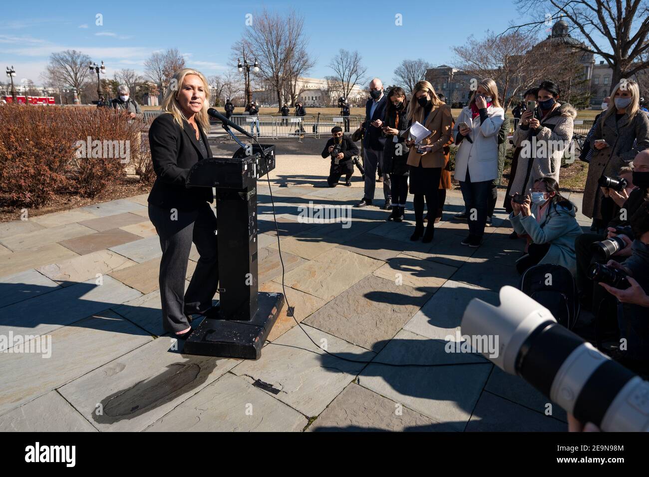U.S. Representative, Marjorie Taylor Greene (R-GA) speaking at a press ...