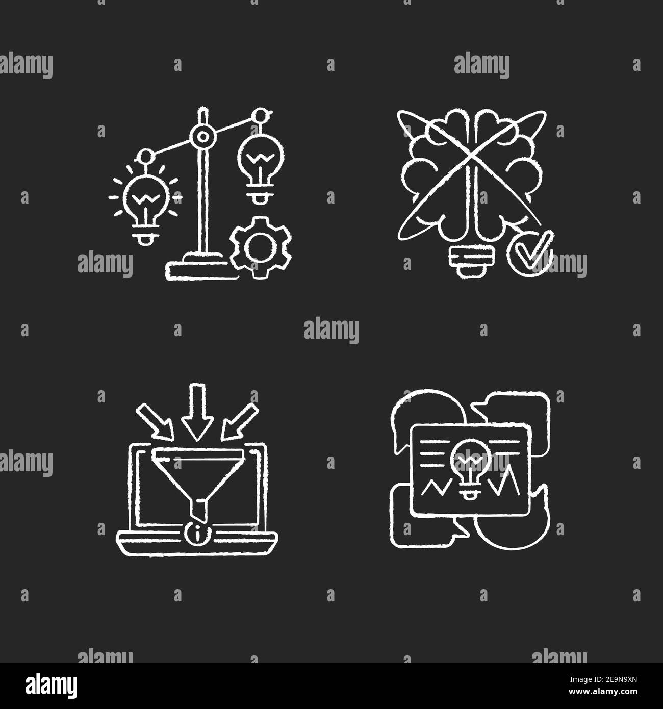 Creative thinking chalk white icon on black background Stock Vector ...