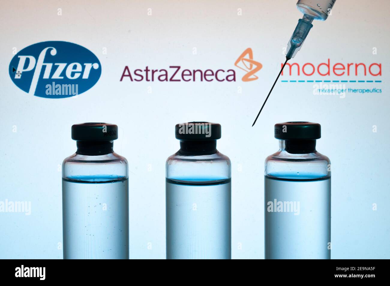 Carrara, Italy - February 05, 2021 - Vials of covid-19 vaccine with ...