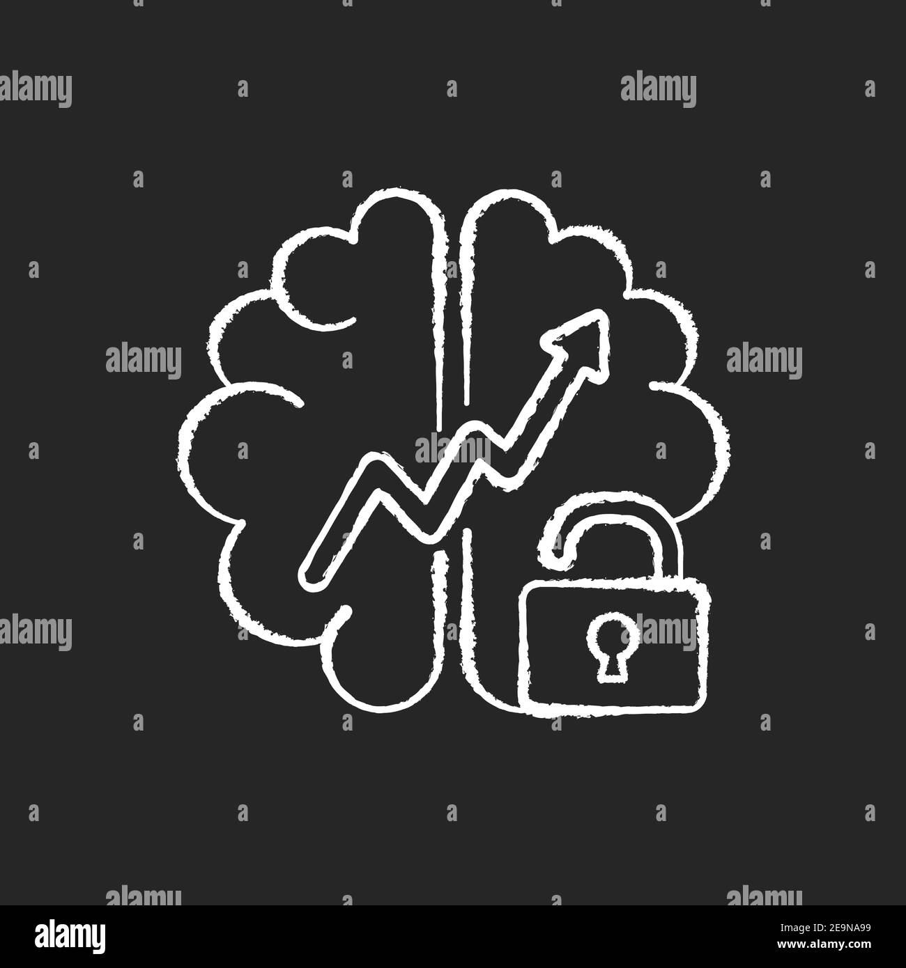 Growth mindset chalk white icons set on black background Stock Vector ...