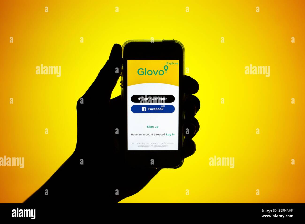 In this photo illustration the Glovo App seen displayed on a smartphone ...
