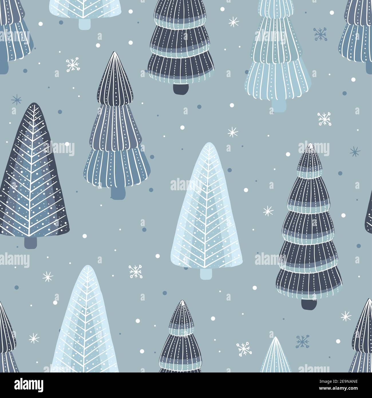 Vector illustration of seamless pattern with trees and fir-tree in ...
