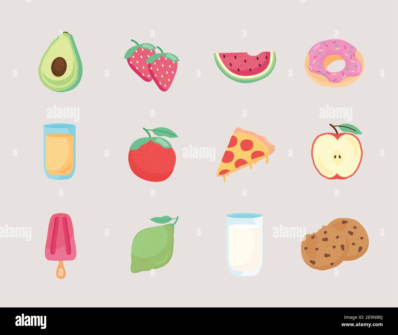 bundle of twelve fresh and delicious food icons Stock Vector Image ...