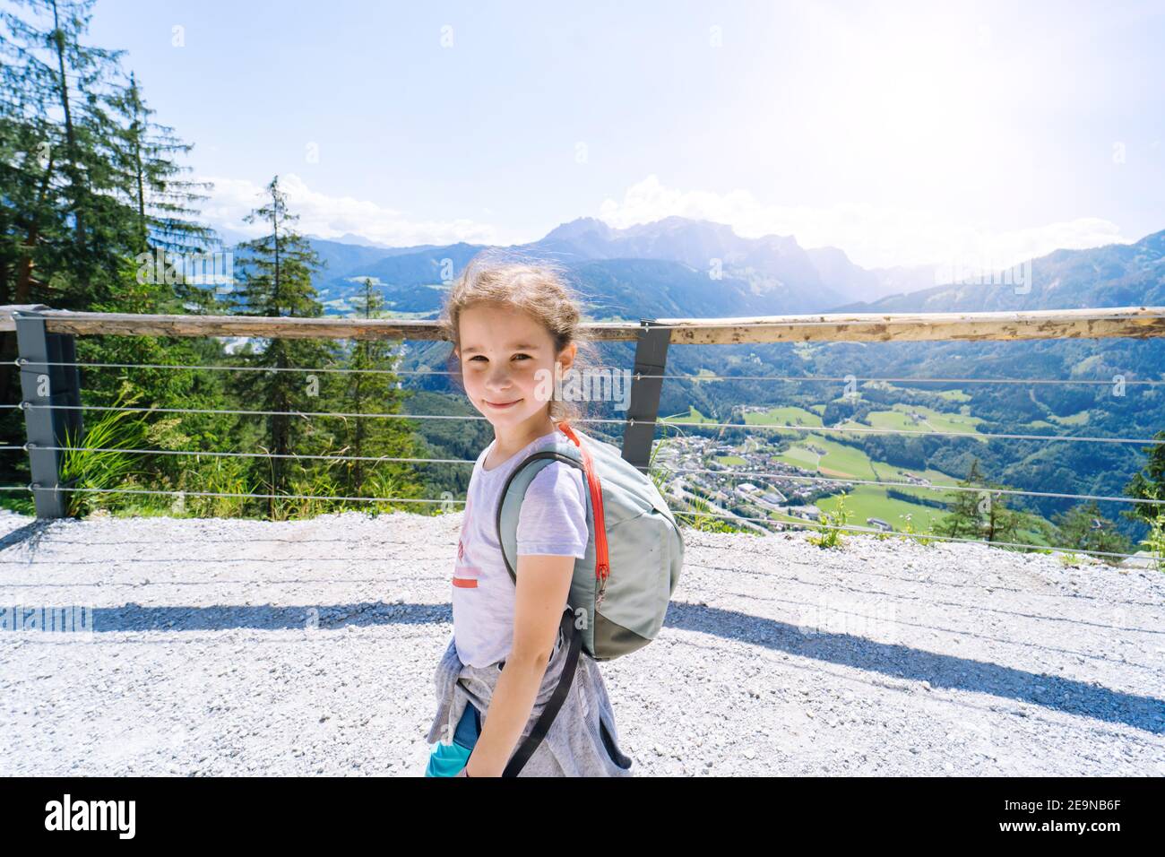 Children hiking on beautiful summer day in alps mountains Austria ...