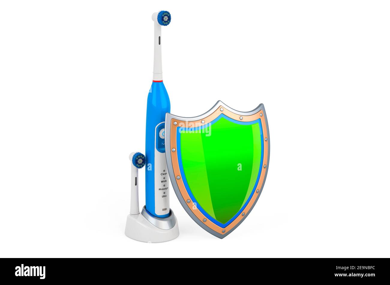 Electric toothbrush with shield, 3D rendering isolated on white ...