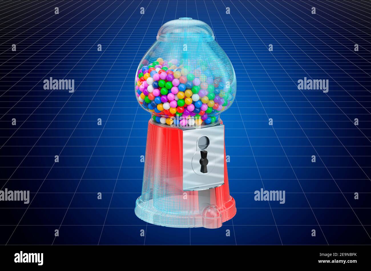 Visualization 3d cad model of gumball machine, blueprint. 3D rendering ...