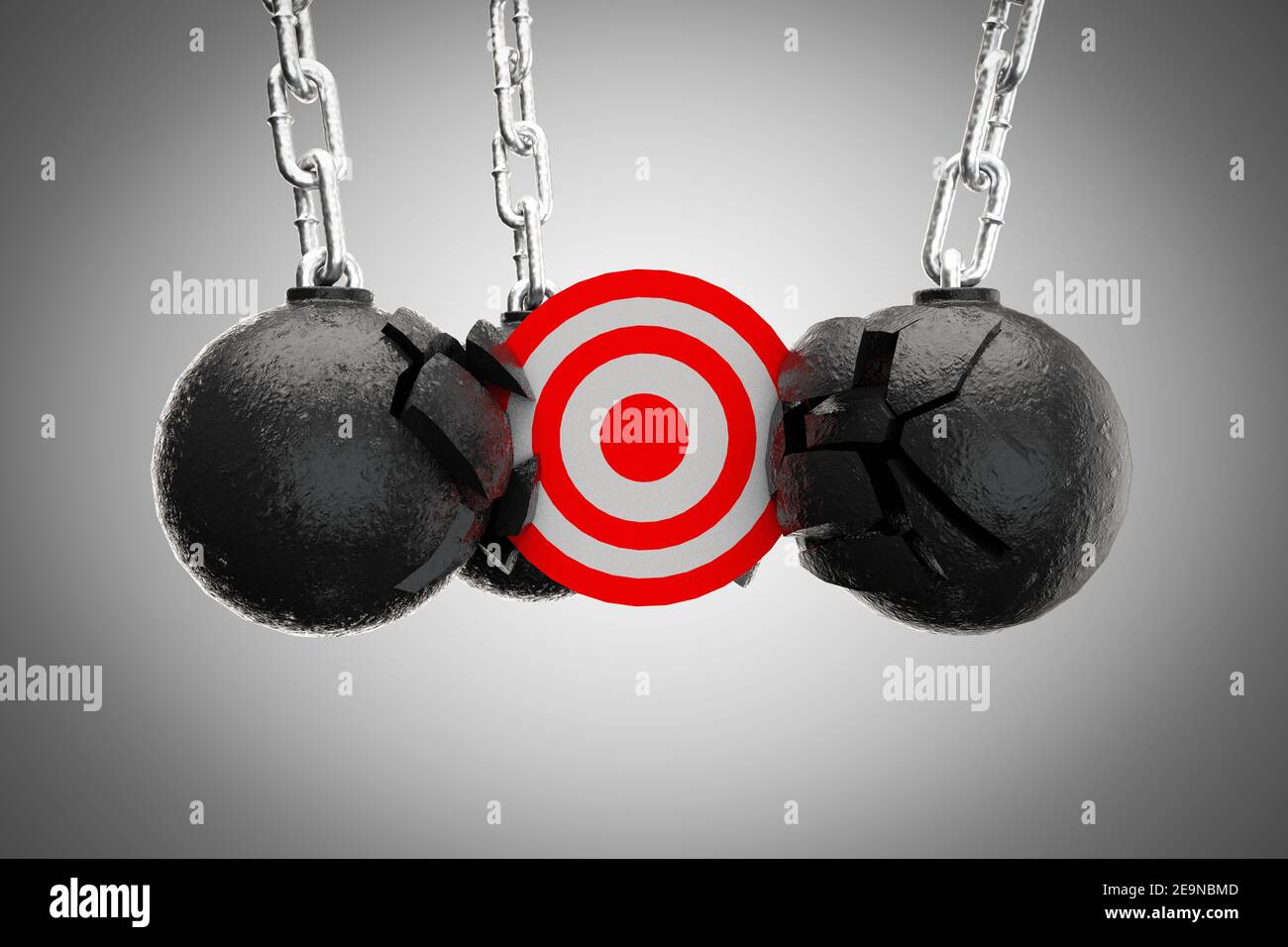 Wrecking balls break during a collision of a target demonstrating ...
