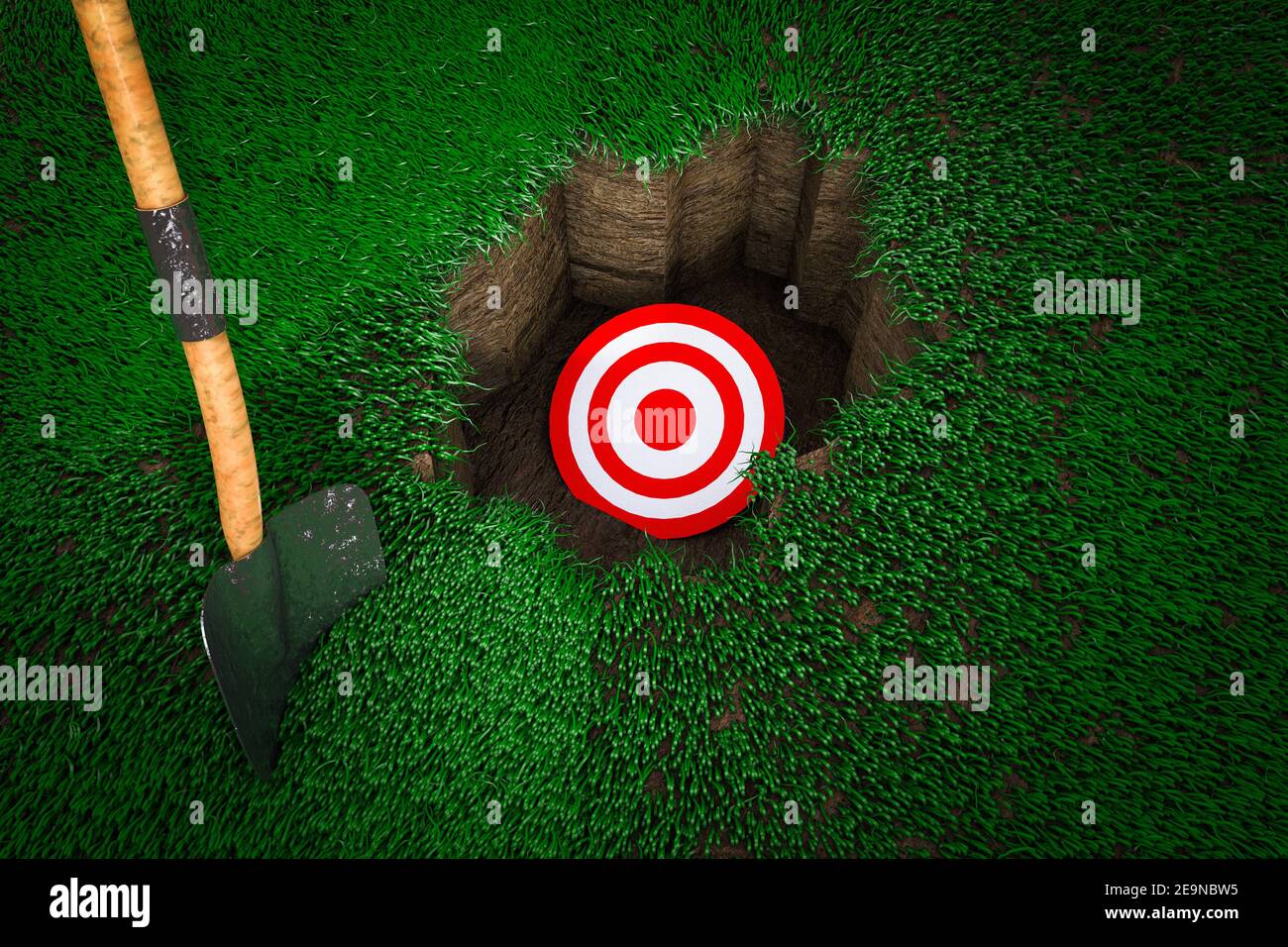 Target hidden inside a hole demonstrating profit goals or clear focus ...