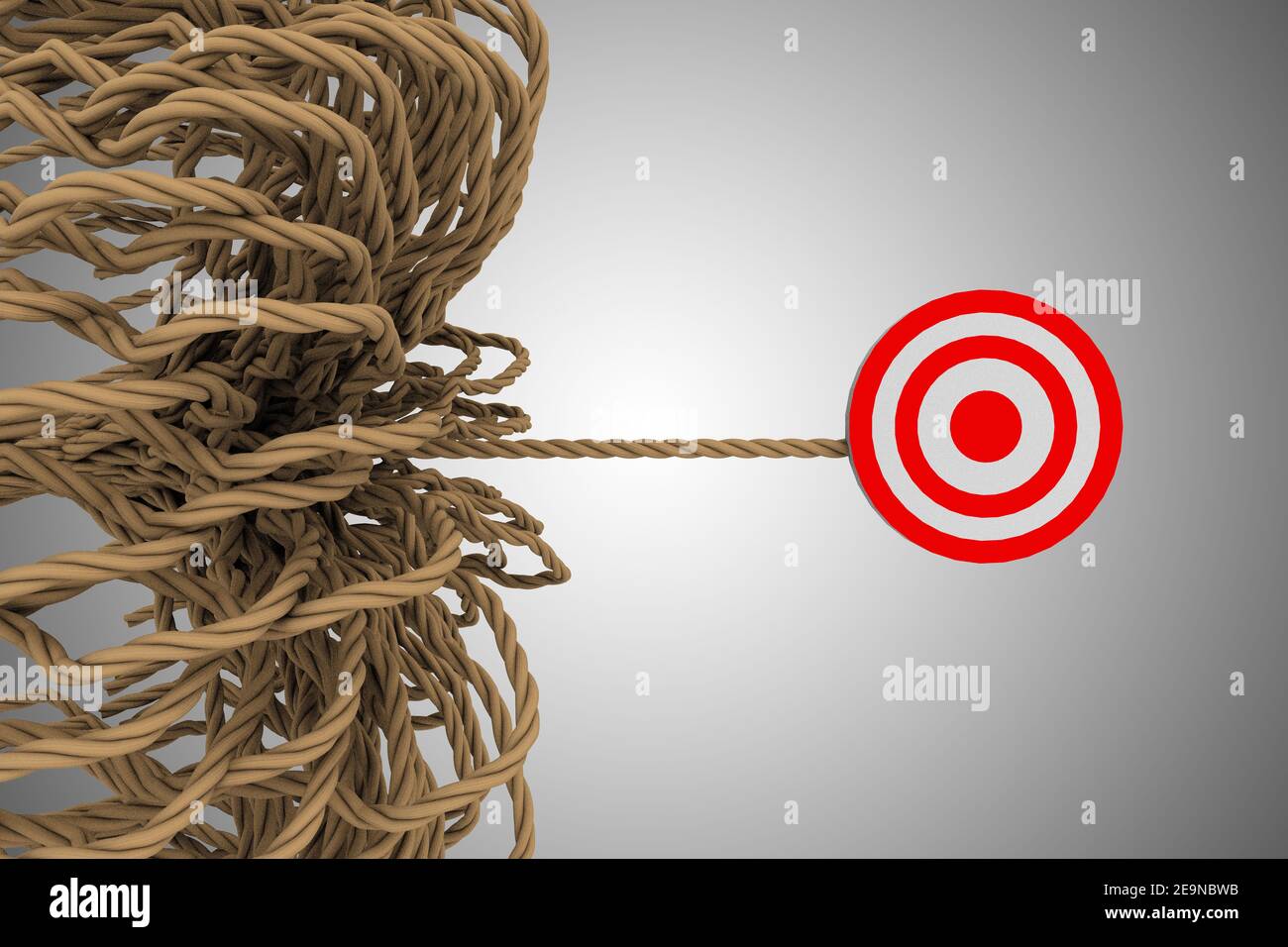 Stretched rope in the shape of a target demonstrating profit goals or ...
