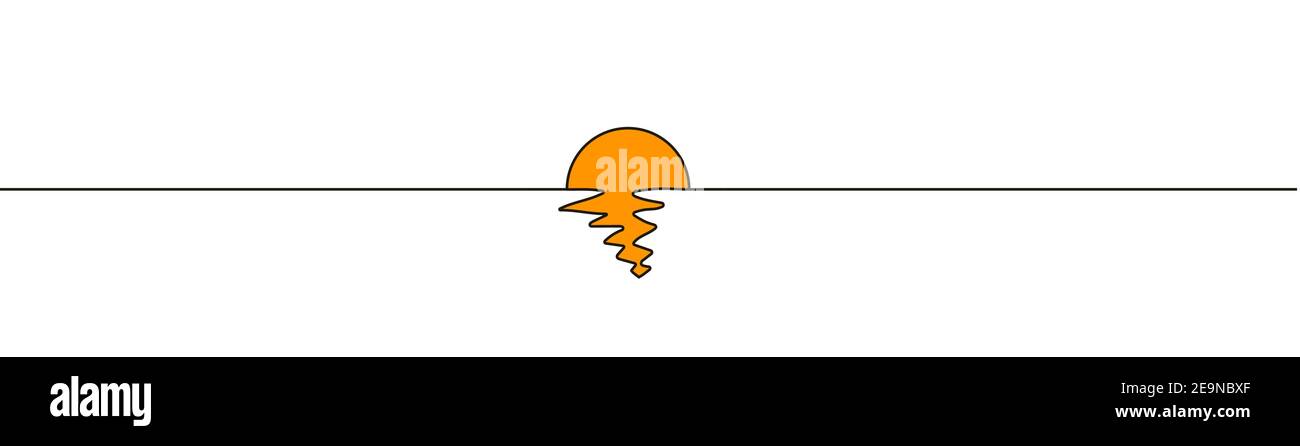 continuous line solar ocean in one line. Sunrise, sunset. vector ...