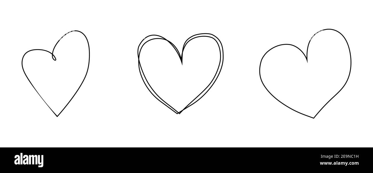 Hand drawn hearts set. Handdrawn rough heart marker isolated on white ...