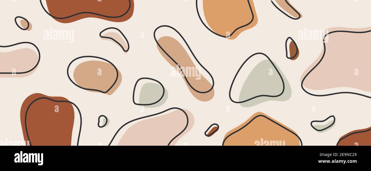 Abstract beige minimalist art. Decorative background, stains, vector ...