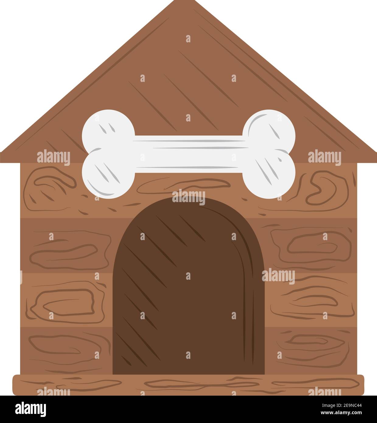 pet wooden house with bone white background vector illustration Stock ...
