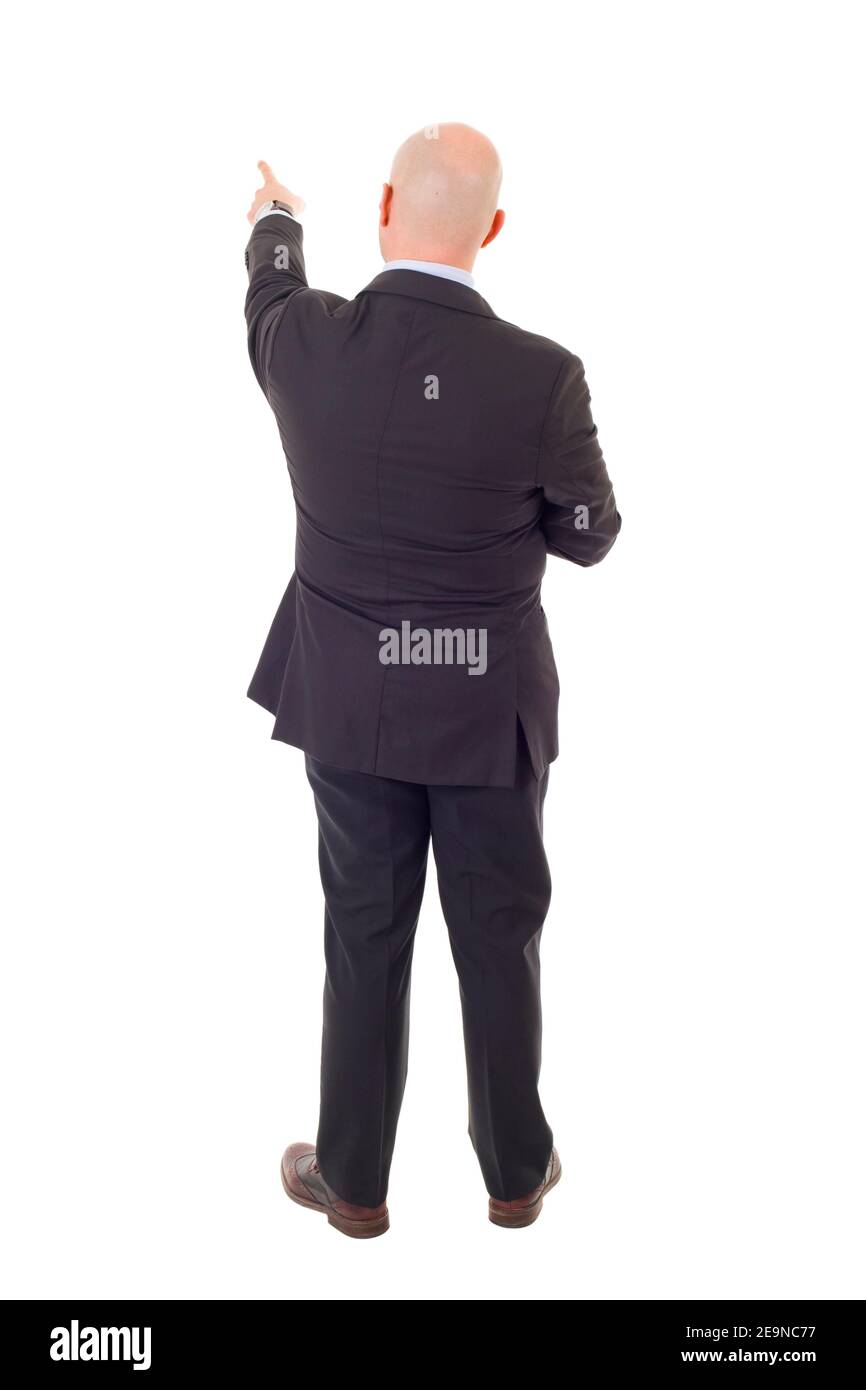 Back view of a business man pointing finger, isolated Stock Photo - Alamy
