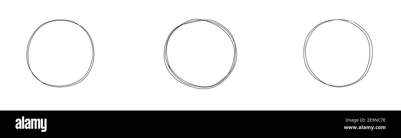 Set of round hand drawn doodle frames isolated on white background ...