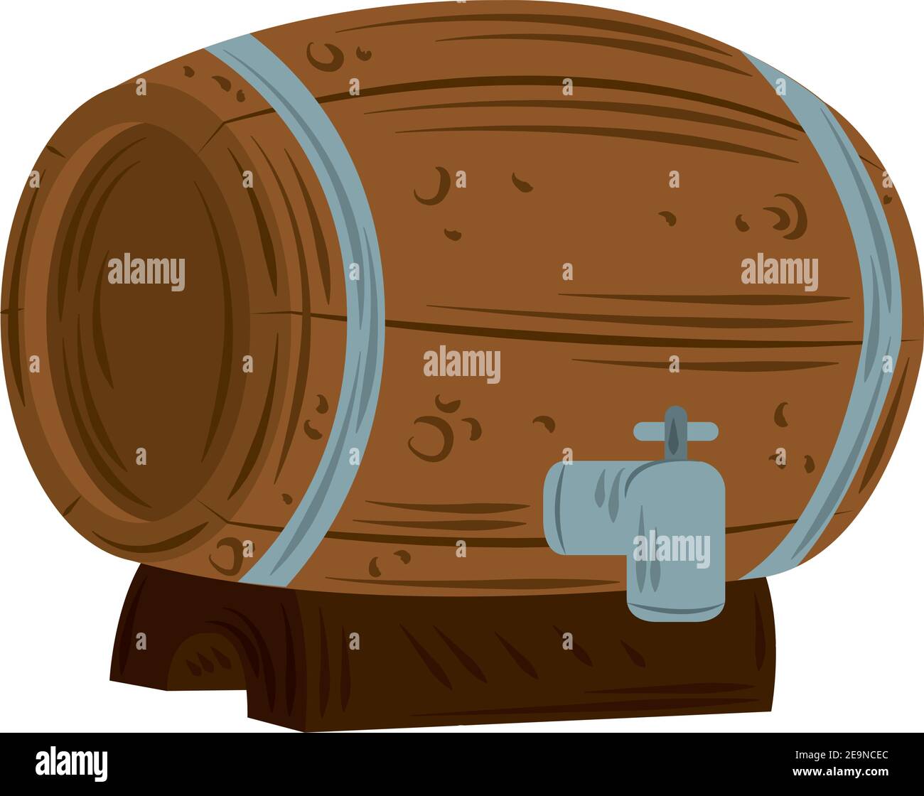 wooden beer barrel with tap icon flat vector vector illustration Stock ...