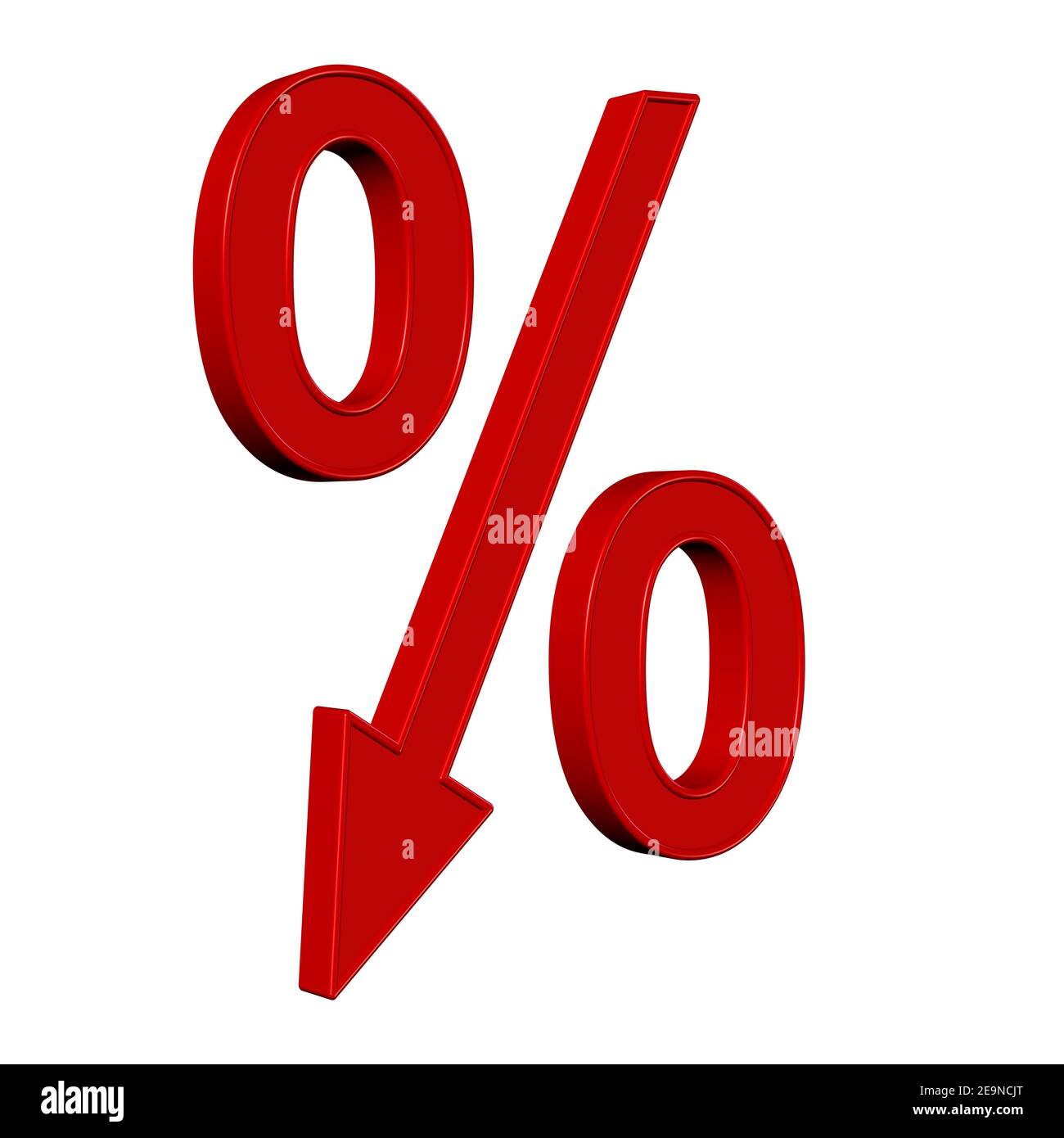 Percentage symbol with down arrow, 3D illustration Stock Photo - Alamy