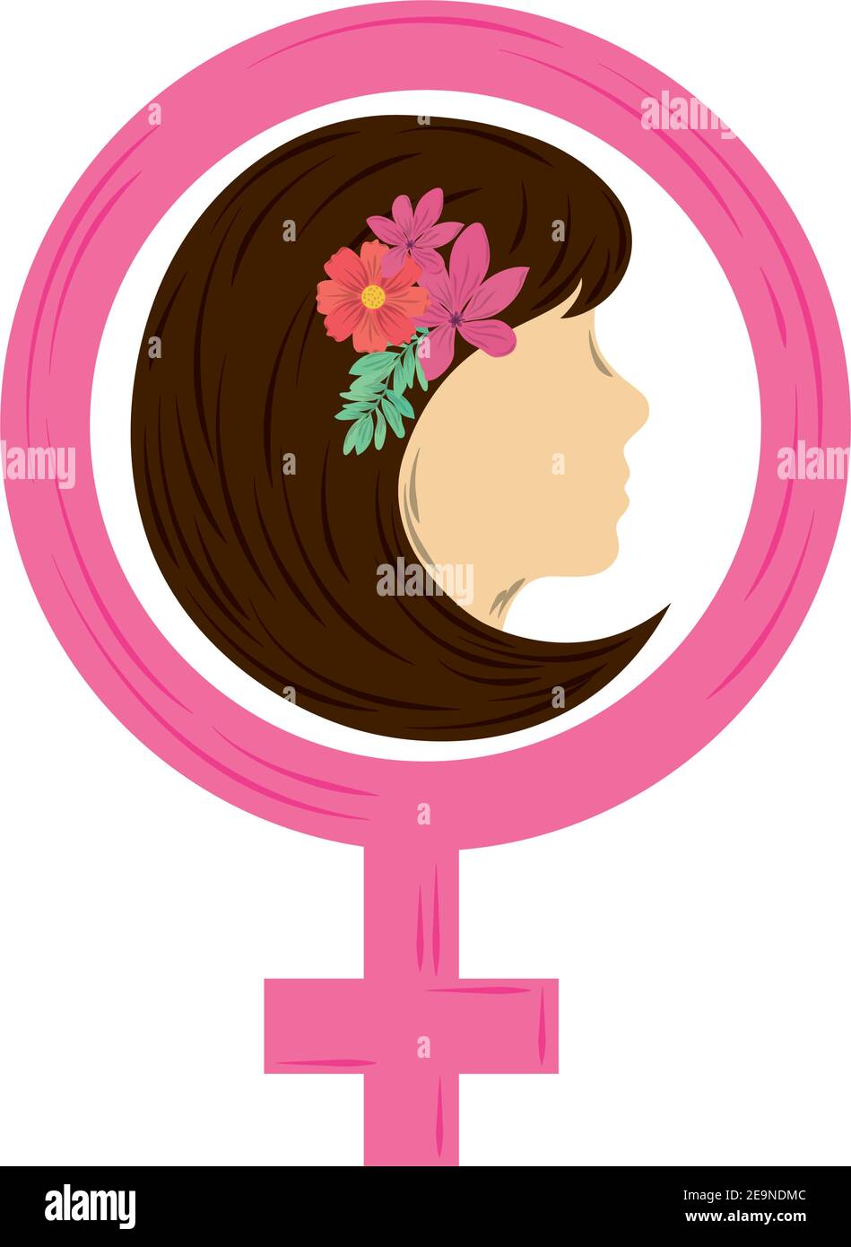 womens day head woman with flowers inside gender symbol vector ...