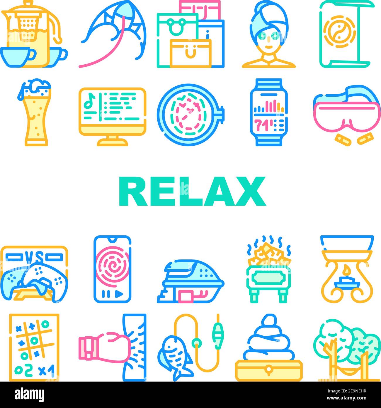 Relax Therapy Time Collection Icons Set Vector Stock Vector Image & Art ...