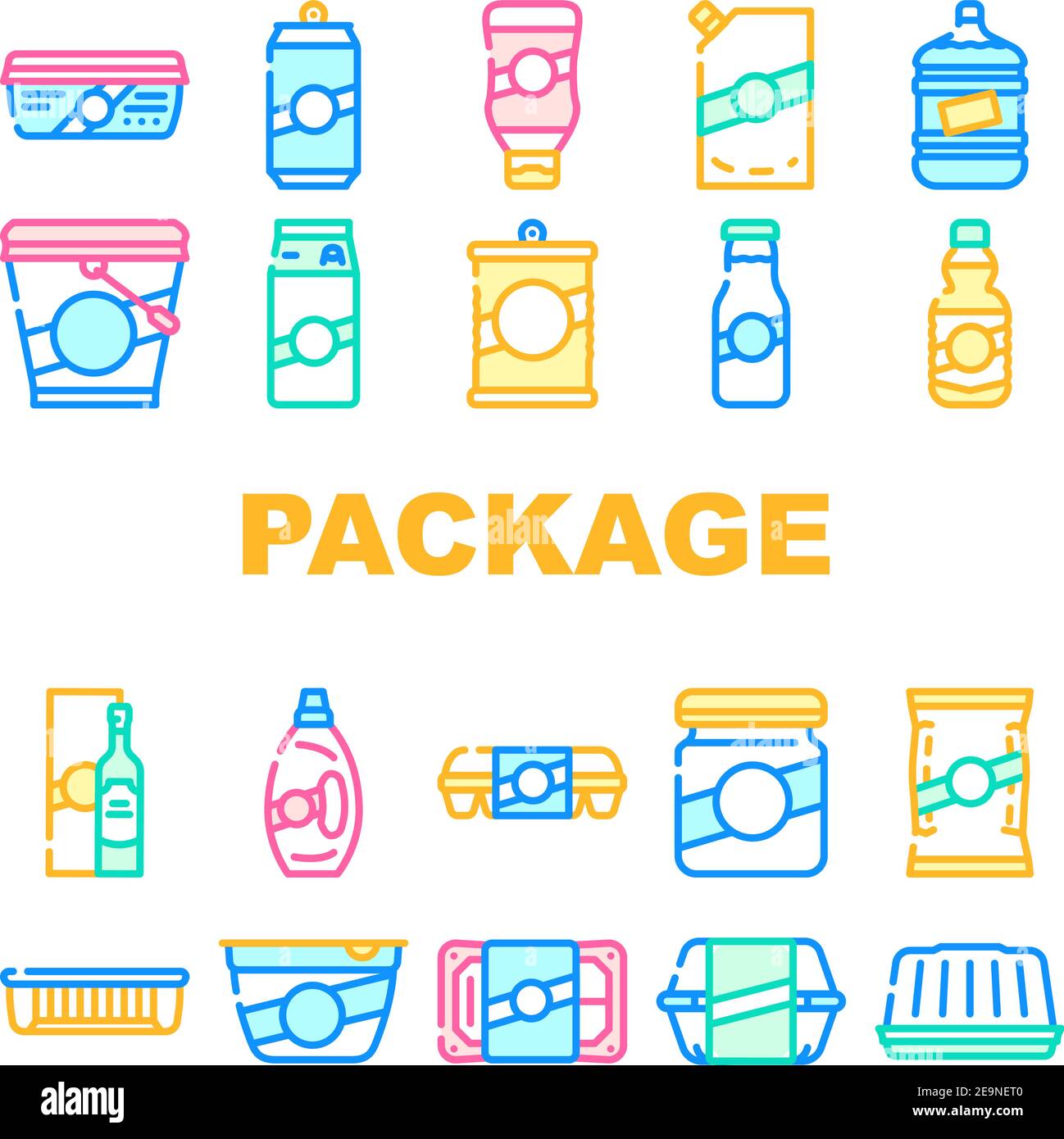 Package For Product Collection Icons Set Vector Stock Vector Image ...