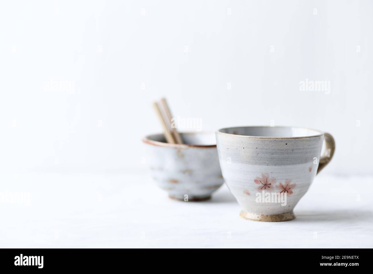 Traditional japanese ceramic on bright background. Copy space Stock ...