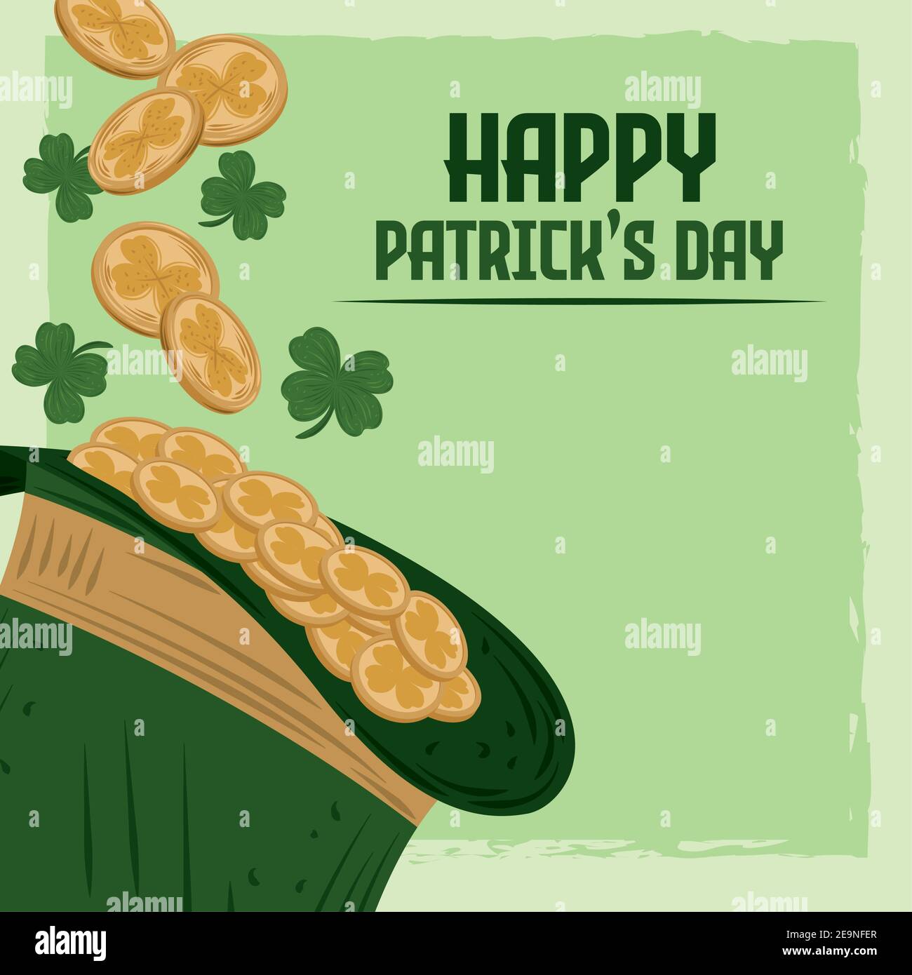 happy patricks day greeting card leprechaun hat with coins and clovers ...