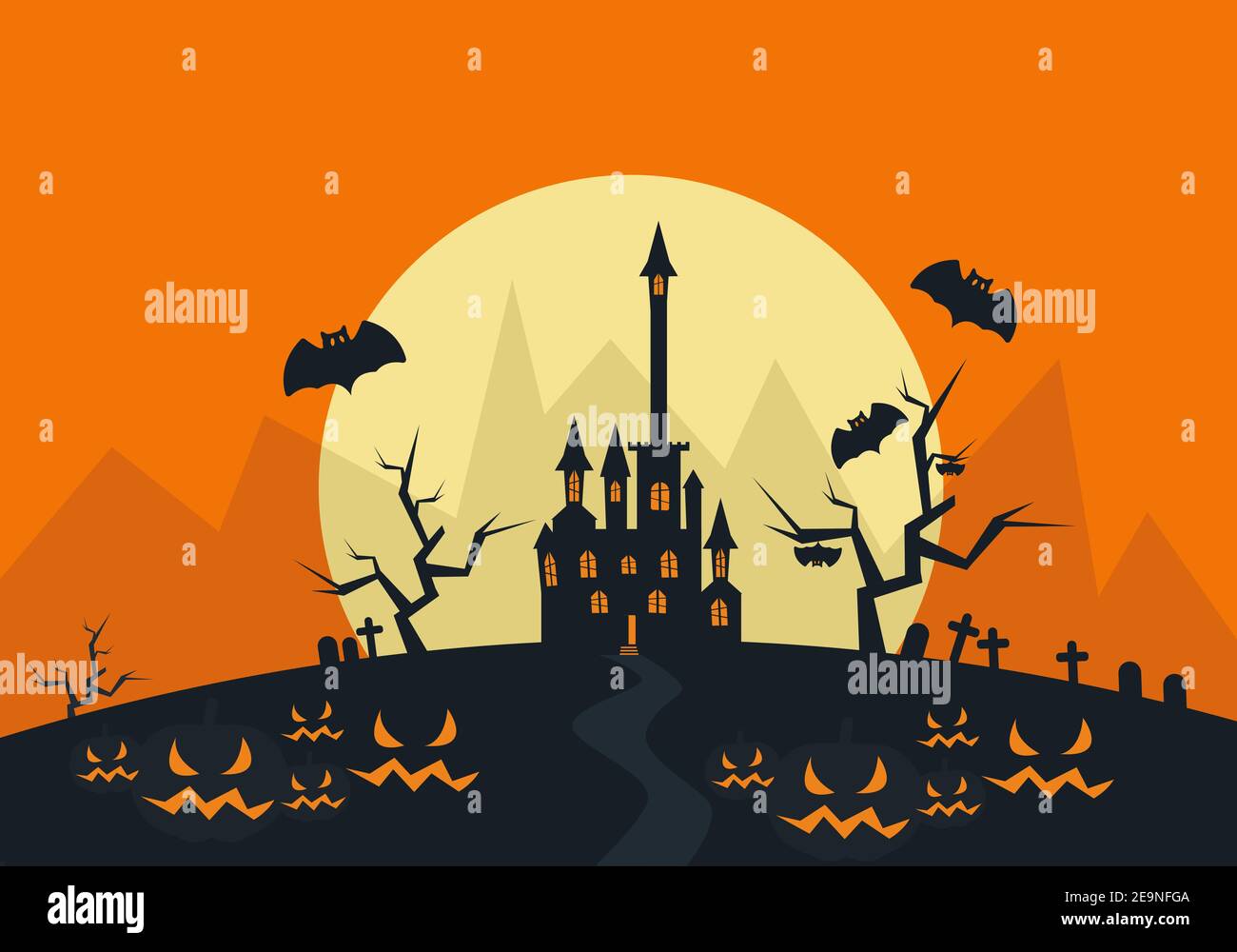 Black white mysterious haunted castle Stock Vector Images - Alamy