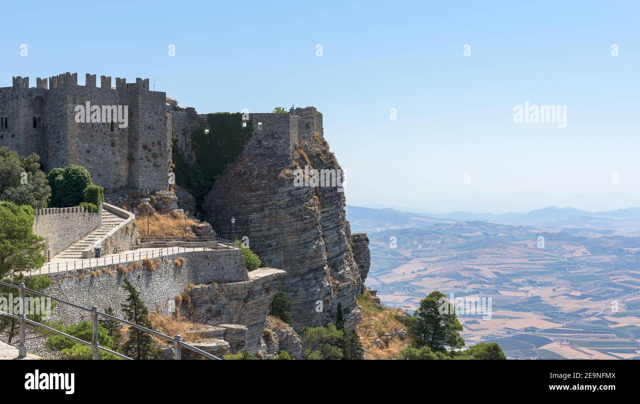 View of the ancient Venus Castle ruins in Erice, Sicily, Italy Stock ...