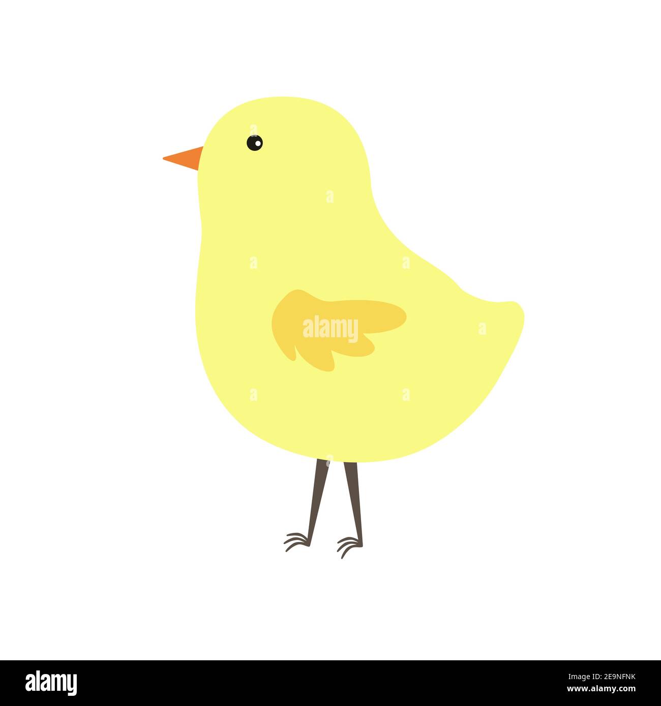 Little cute Easter chicken, funny yellow flat style cartoon character ...