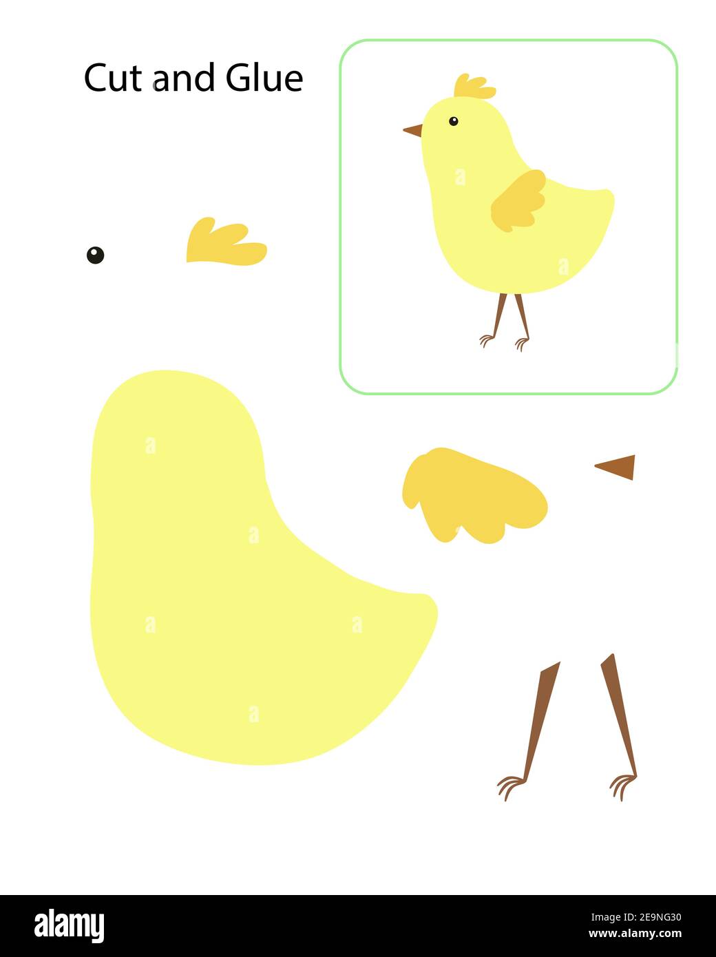 Cut and glue educational activity for children, DIY Easter chicken ...